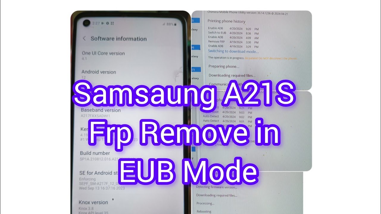 Samsung A21s Frp Remove With Chimra EUB mode done - YouTube