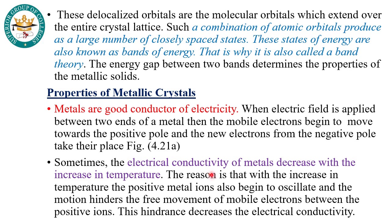 Fsc 1st Year Chemistry Chp 4 Lecture 18 - Metallic Solids & Properties ...