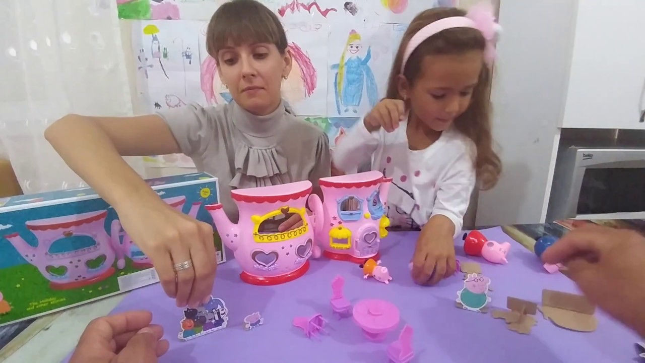 Domuz peppa fincan ev kutusu açtık, Eğlenceli çocuk videosu - YouTube