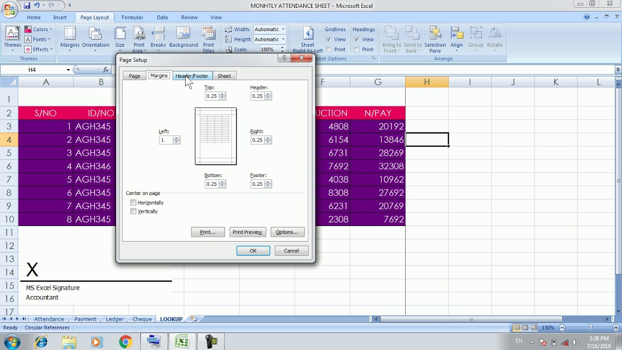 Computer Training Urdu/Hindi: MS Excel Part 17 Page Layout and Settings ...