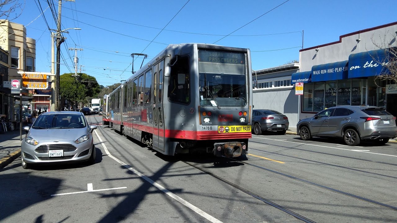 SF Muni 2-Car 1998 Breda LRV2 Train 1476+1456 - YouTube
