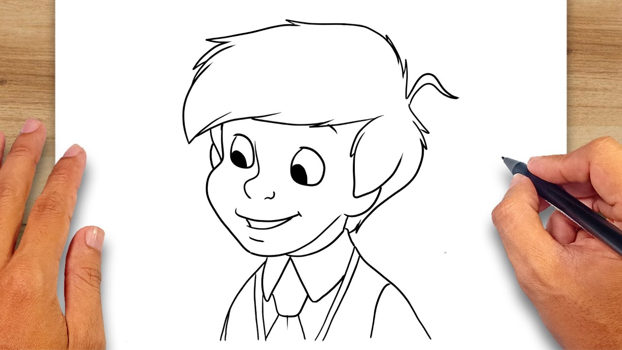 How to draw Christopher Robin from Winnie The Pooh - YouTube