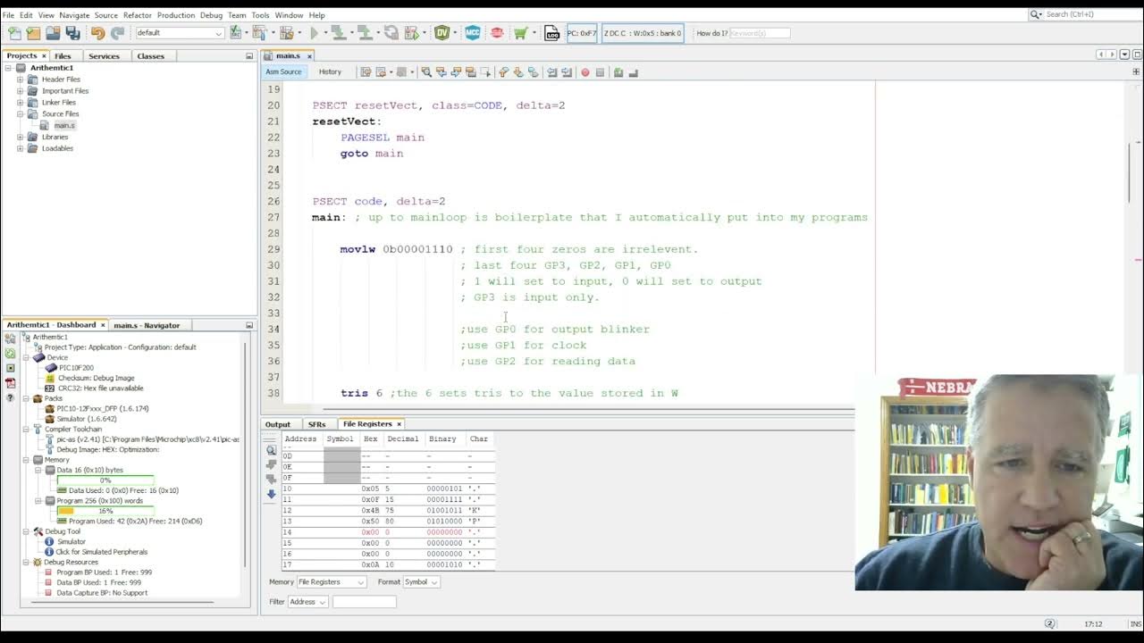 PIC10F200 Lab 1 - Basic Arithmetic Operations in Assembly Language - YouTube