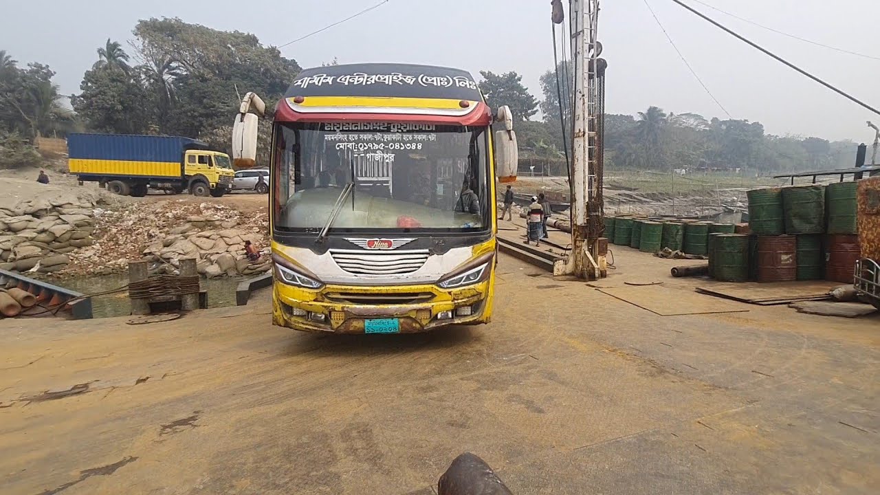 Bus cargo truck seriul load by big ferry - YouTube