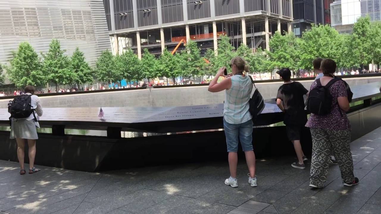 9/11 Memorial South Tower reflecting pool 6-20-16 - YouTube