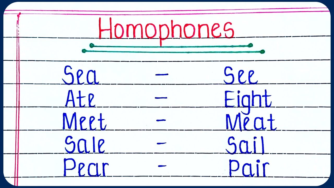 Basic homophones for grade 2 | Homophones in English grammar ...