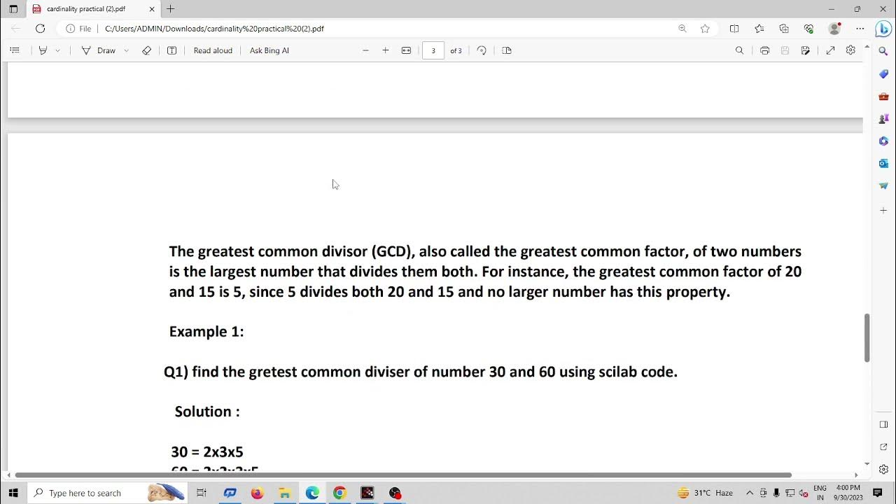 Practical 7: Greatest Common Divisor Using Scilab - YouTube