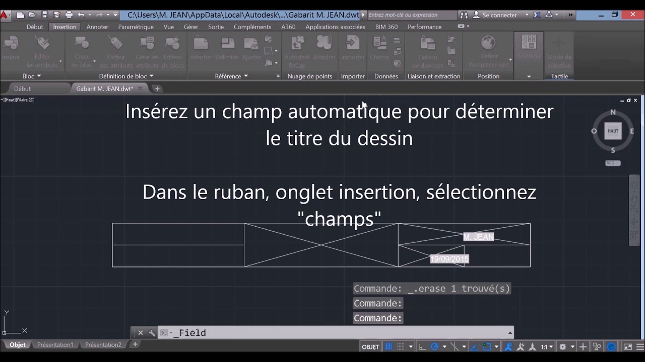AutoCAD 3 Les champs automatiques du cartouche - YouTube
