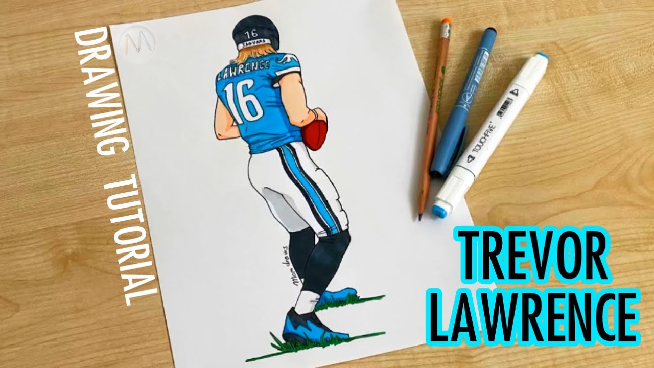 How to draw NFL player Trevor Lawrence / Jacksonville Jaguars - YouTube