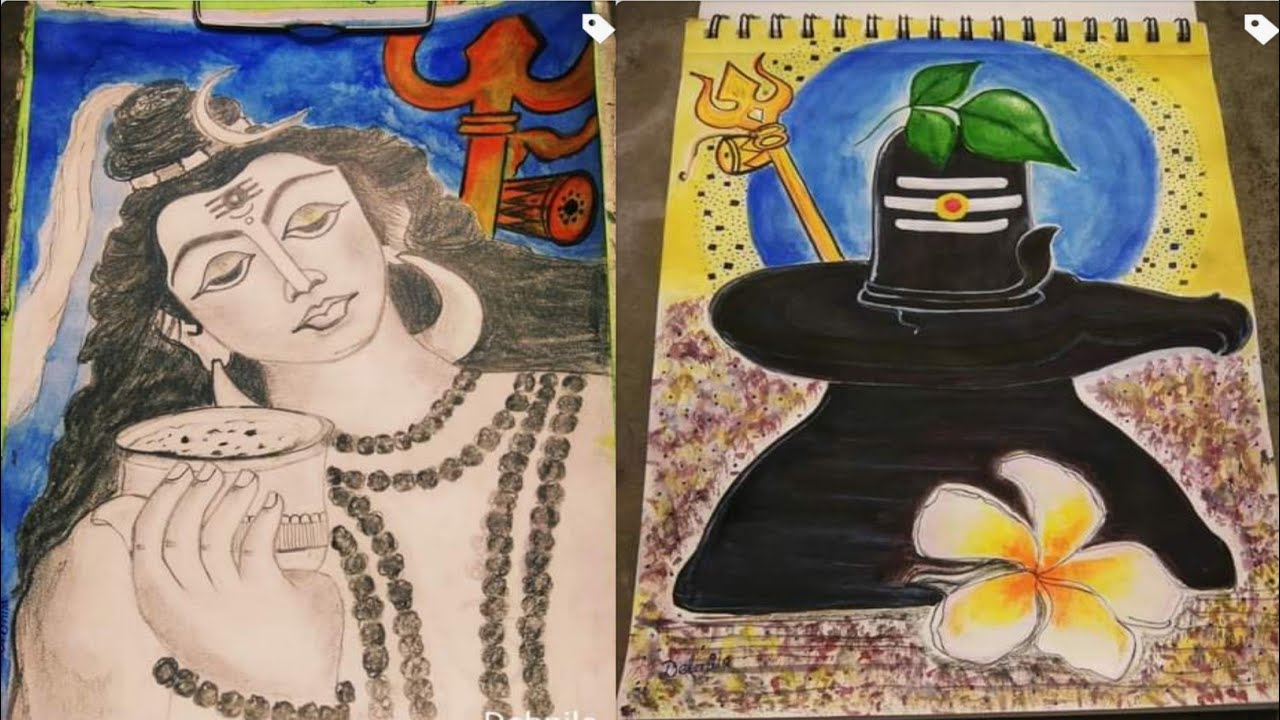 Shiva drawing || Shivalinga Drawing || How to draw Shiba step by step ...