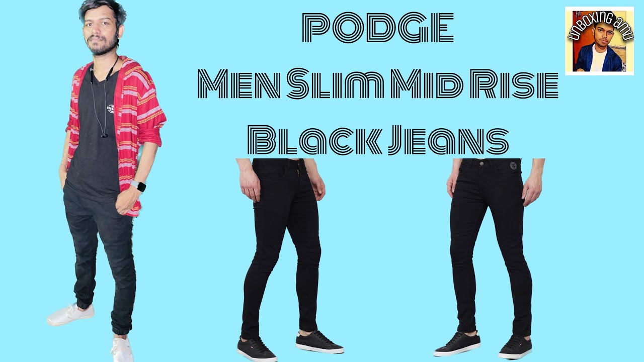 🔥PODGE Men Slim Mid Rise Black Jeans 🔥unboxing amu🔥 - YouTube