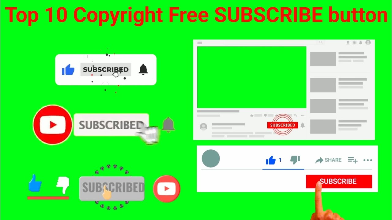 Top 10 Professional Free Copyright Subscribe Button || Green Screen ...