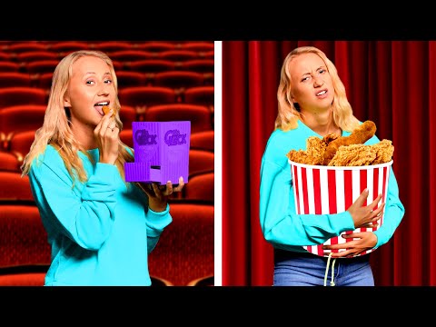 BEST WAYS TO SNEAK SNACKS! Sneak Food Into The Movies! Funny Situations and Food Pranks!