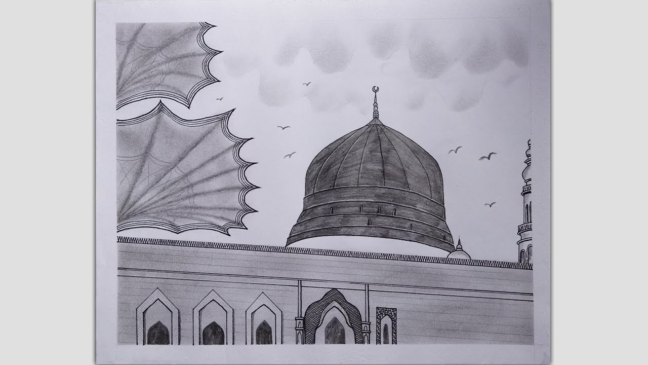 How to Draw Makkah Madina tutorial Sketching // Pencilsketchdrawing ...