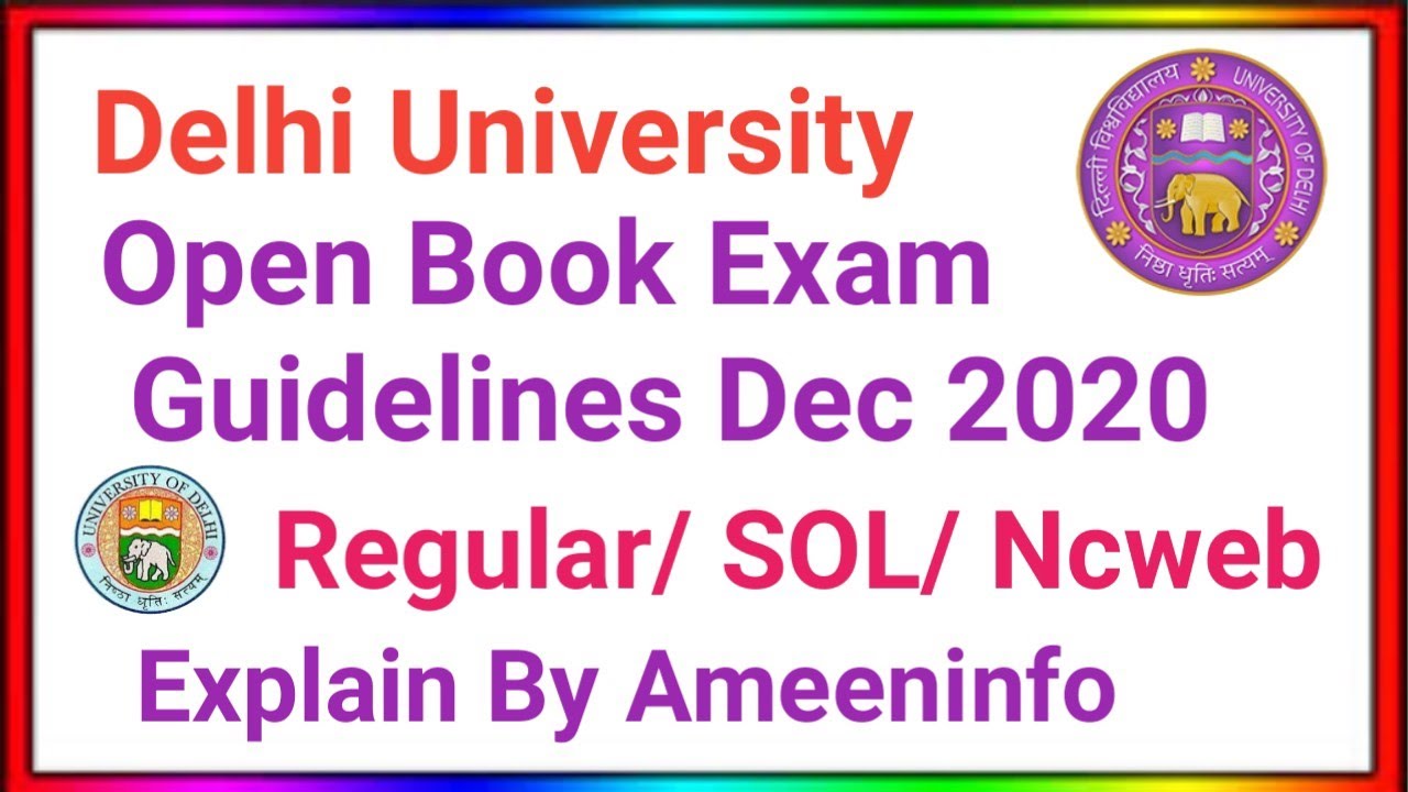 Delhi University Sol open book exam Guidelines Dec 2020 | Du sol third ...