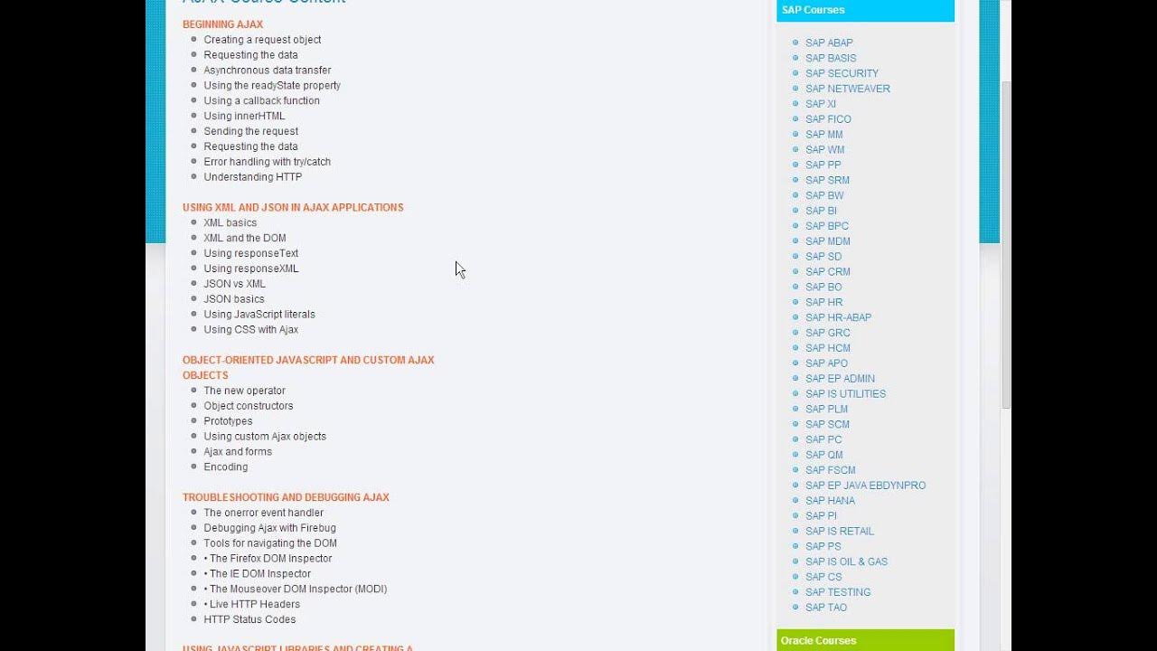 AJAX Course Content | AJAX Online Training and Placement | Training ...