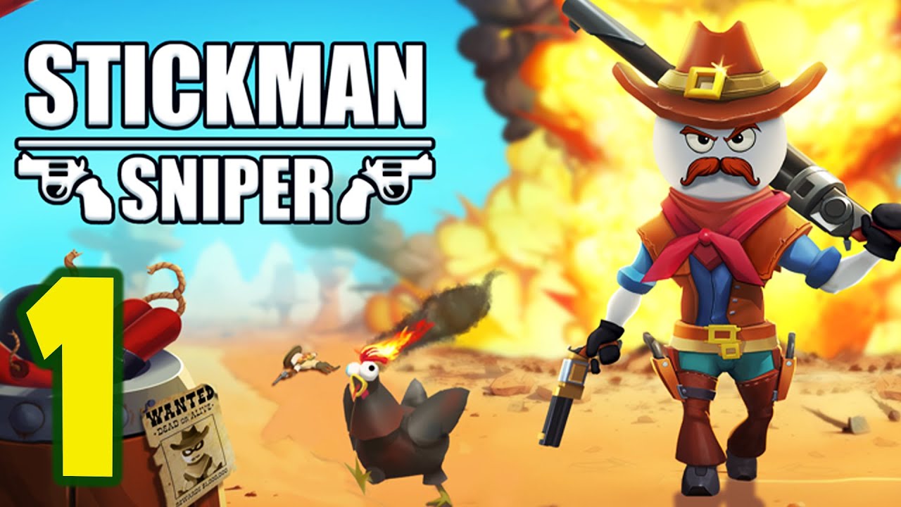 Stickman Sniper: Western gun - Gameplay Walkthrough Part #1 (Stage 1-2 ...