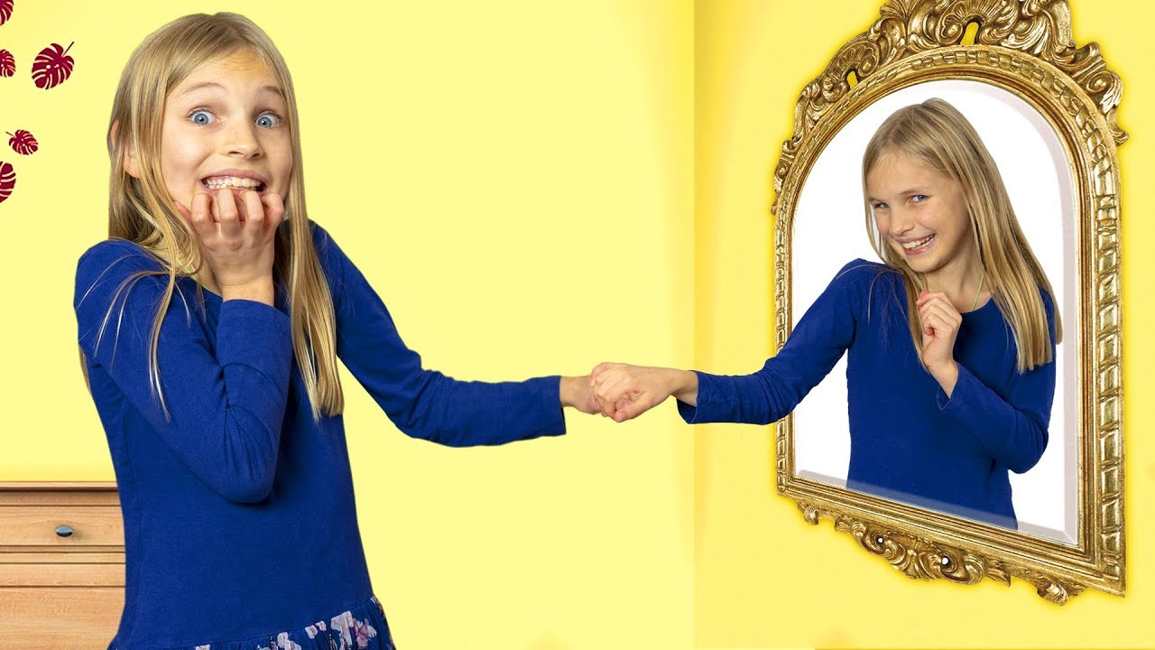 Amelia magic mirror adventure and jumping on the bed fun - YouTube