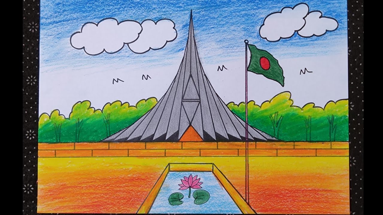 How to draw the National Memorial / Monument of Bangladesh / 16 ...