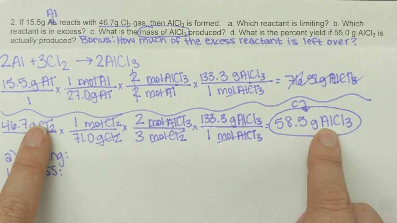Limiting Reactant Problem with Percent Yield - YouTube