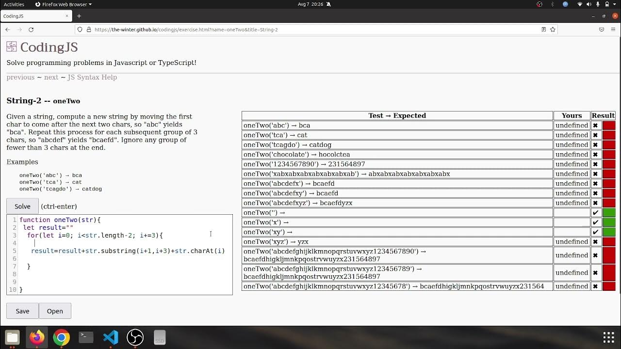 String 2 oneTwo Javascript solution - YouTube