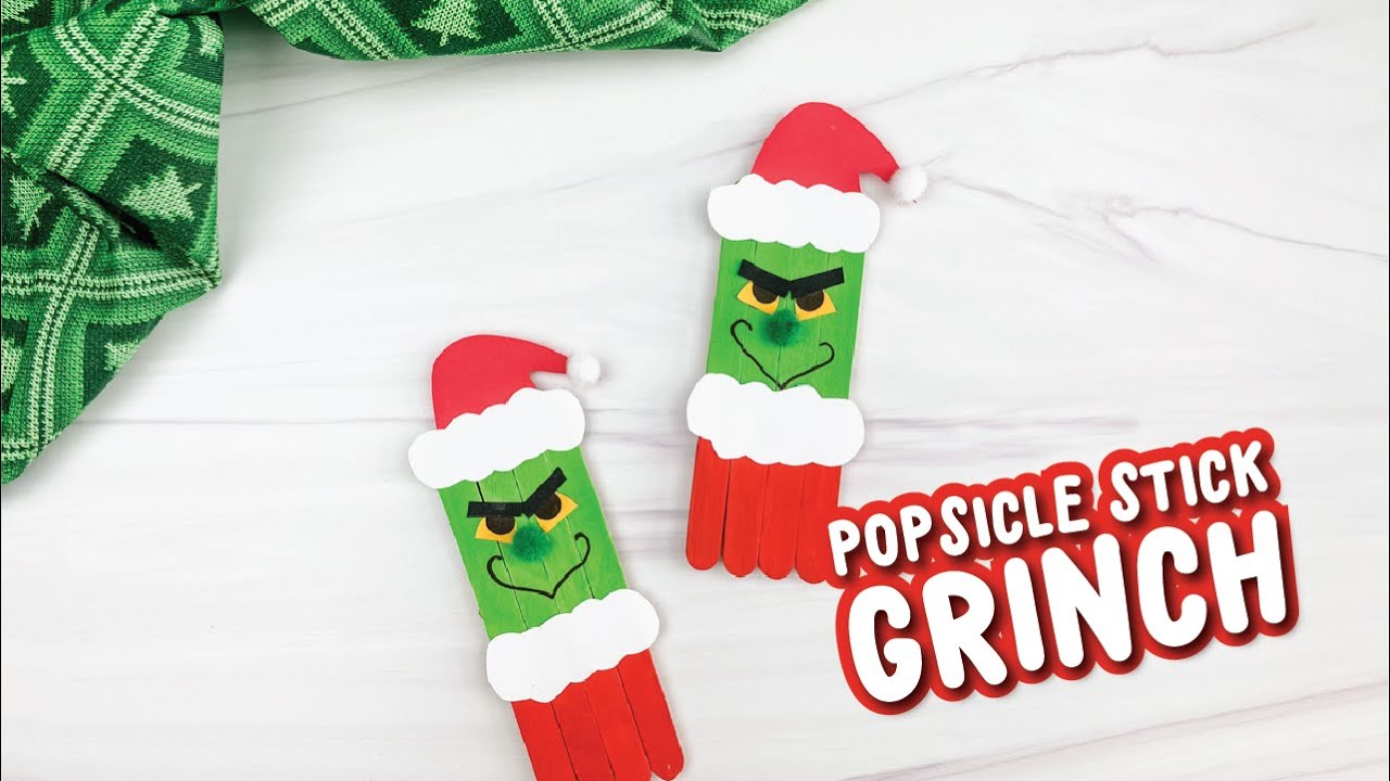 Popsicle Stick Grinch Craft For Kids - YouTube