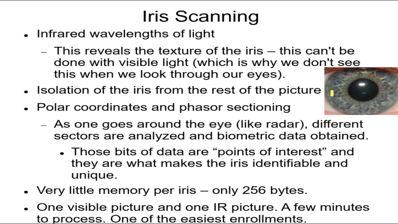 Forensics 7, Biometrics 2 Iris Scans, Advantages and Uses of Iris Scans ...