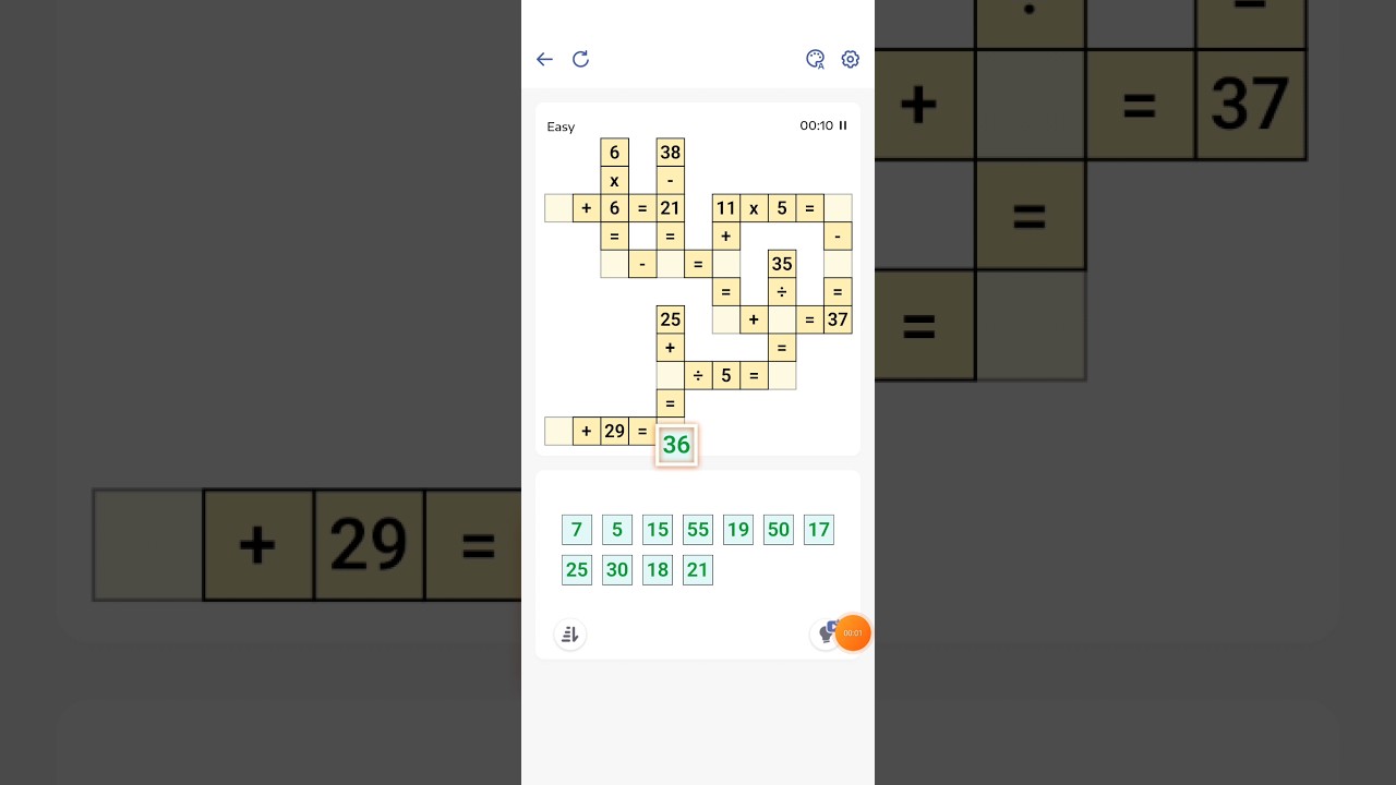 cross Math easy level #game #gaming #math #number #challenge - YouTube