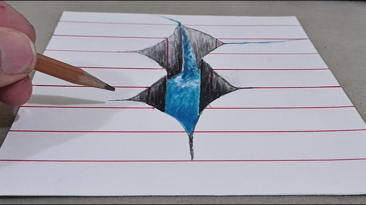 how to draw simple 3d drawing on paper - YouTube