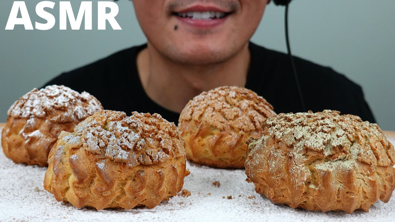 ASMR | Boba Cream Puffs | The Hangry Mole Eating Show - YouTube