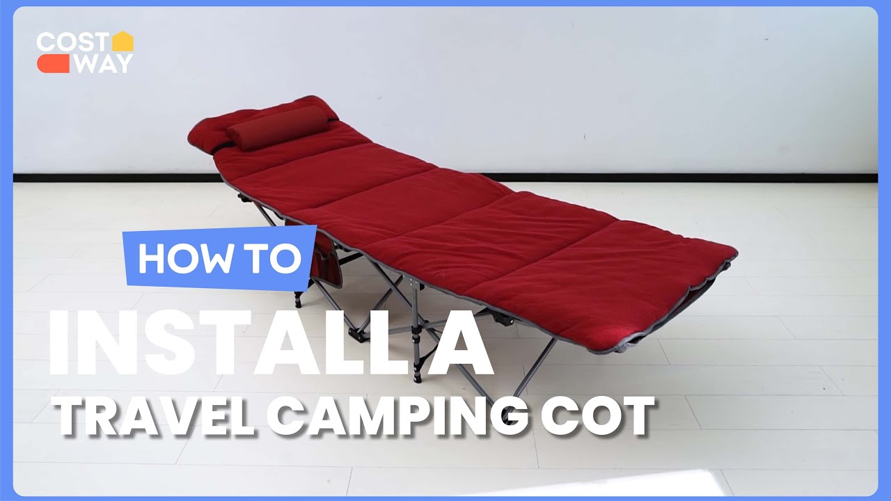 How to Install the Folding Retractable Travel Camping Cot with Mattress ...