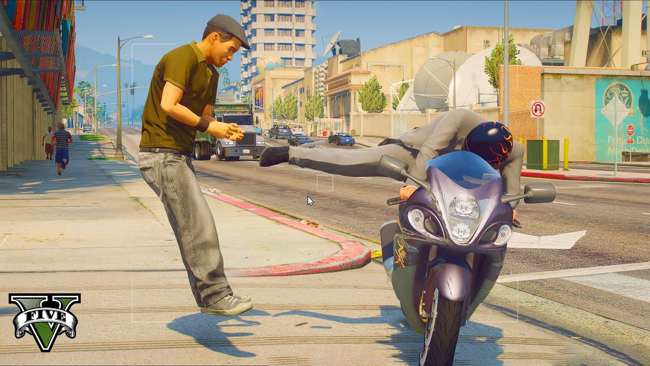 GTA V Kicking Npc from bike - YouTube