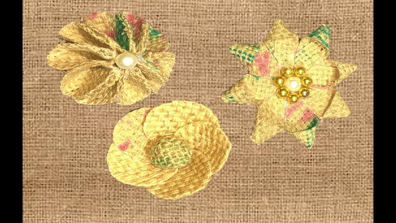 Jute Flowers 3 Simple Burlap Flowers Tutorial How To Create Jute Flower ...
