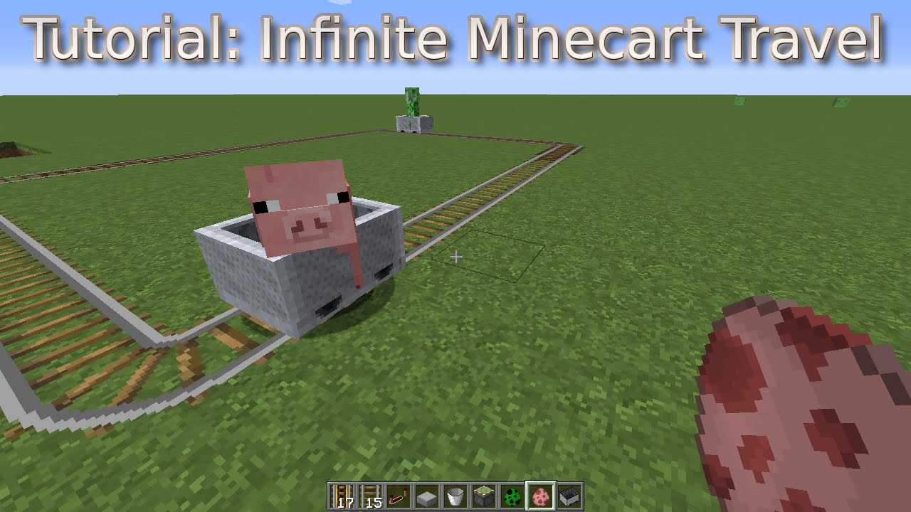 Minecraft Tutorial: Infinite Minecart Travel (no powered rails) - YouTube