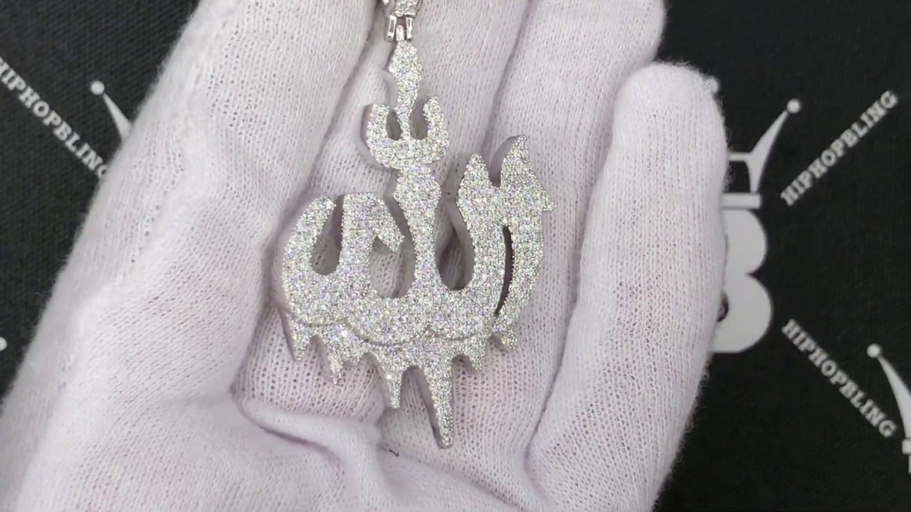Allah Arabic God Drip CZ Hip Hop Bling Bling Pendant | White Gold ...