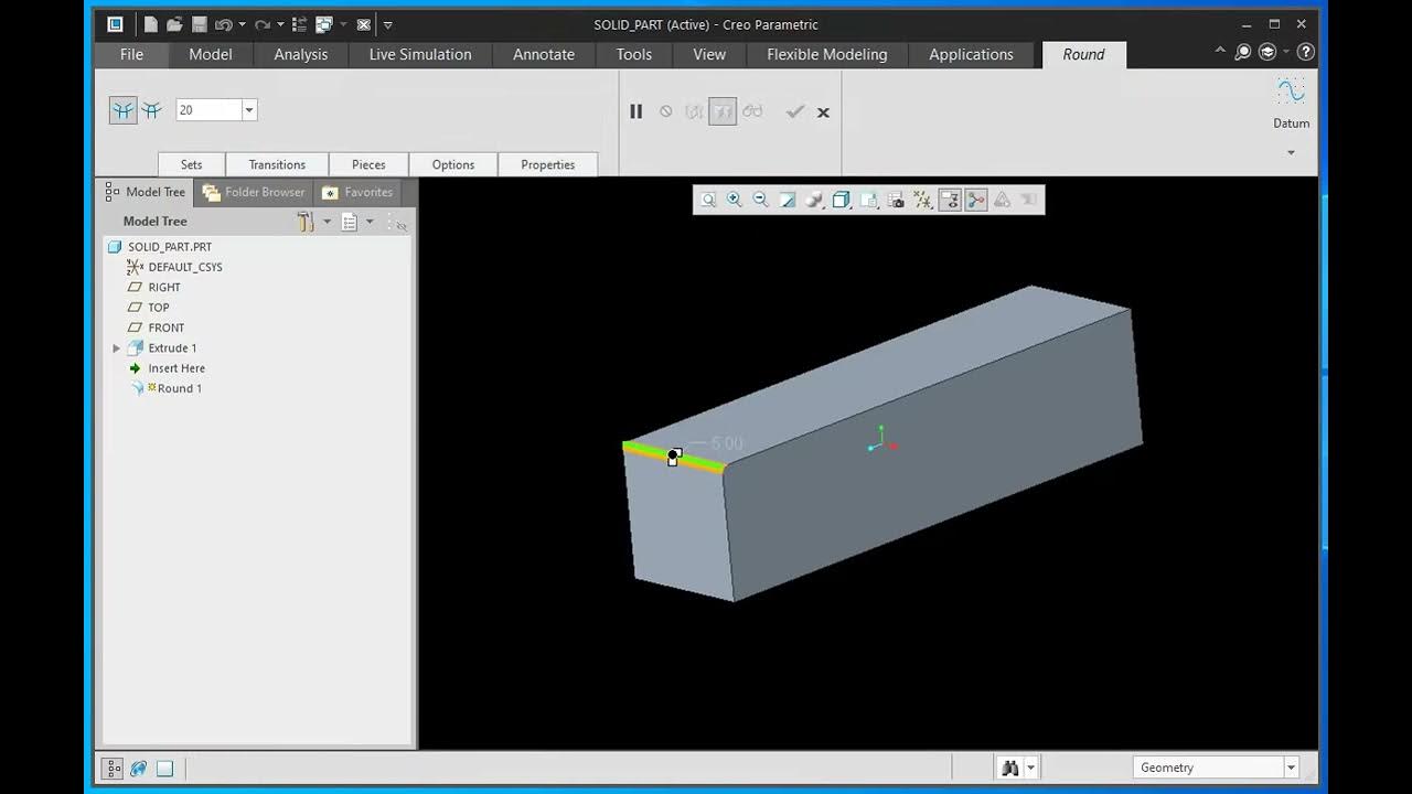 PTC Creo Tutorial Videos - Edge Rounding - YouTube