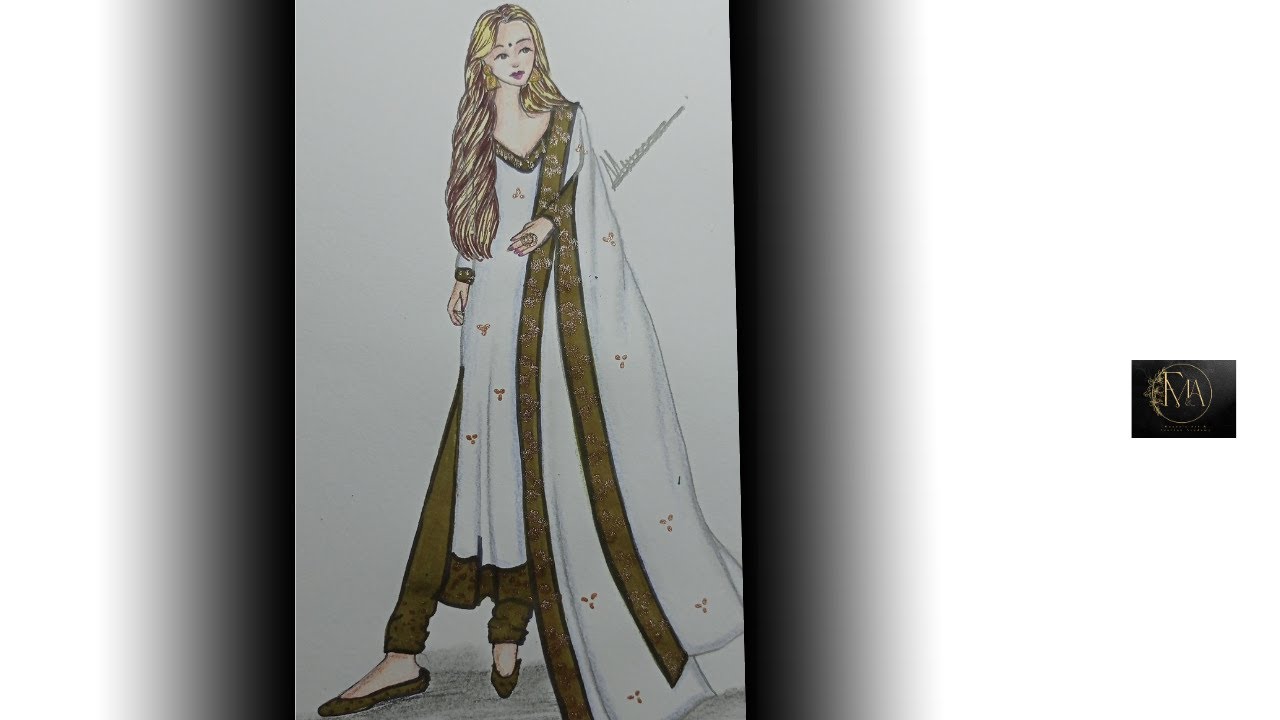 How To Draw Traditional Kamiz Dress||Easy Draw For Beginners - YouTube