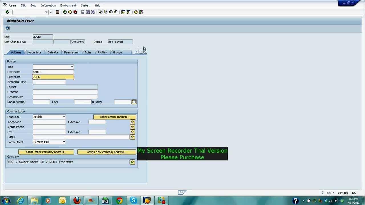 SAP Training how to create user using SU01 - YouTube