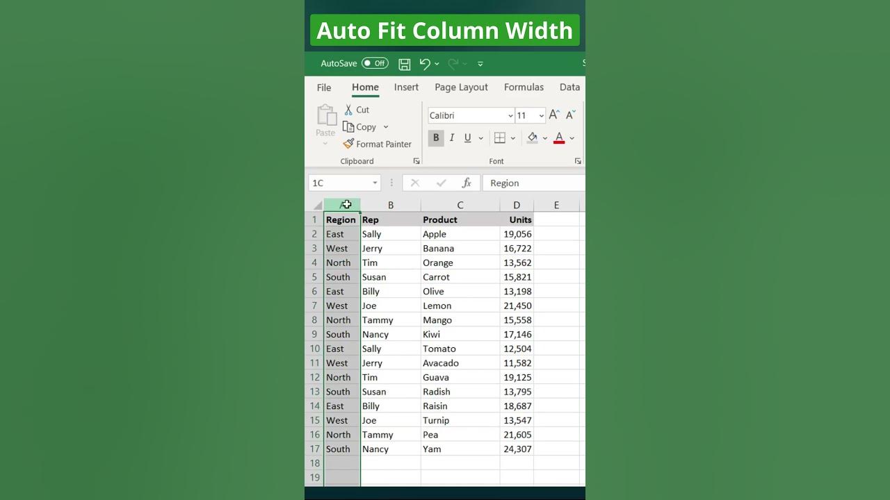 Auto Fit Column Width Instantly in Excel - YouTube