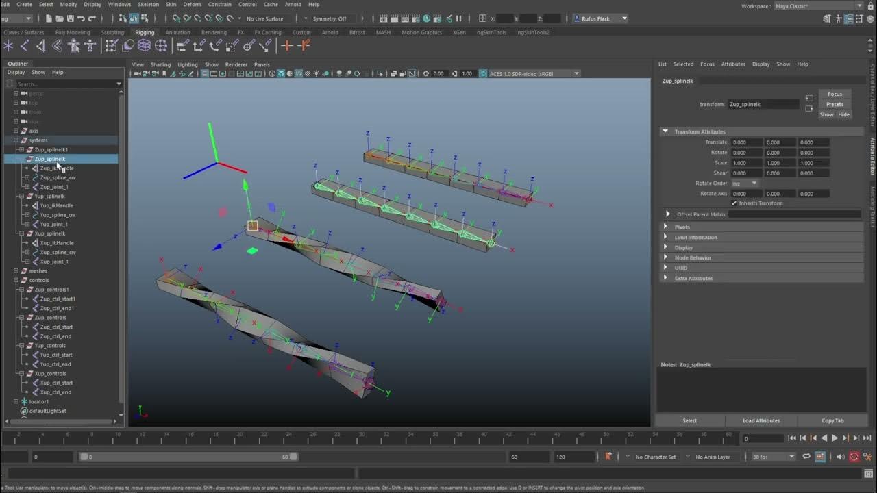 Maya rigging tutorial: Spline Ik Advanced Twist Controls - YouTube