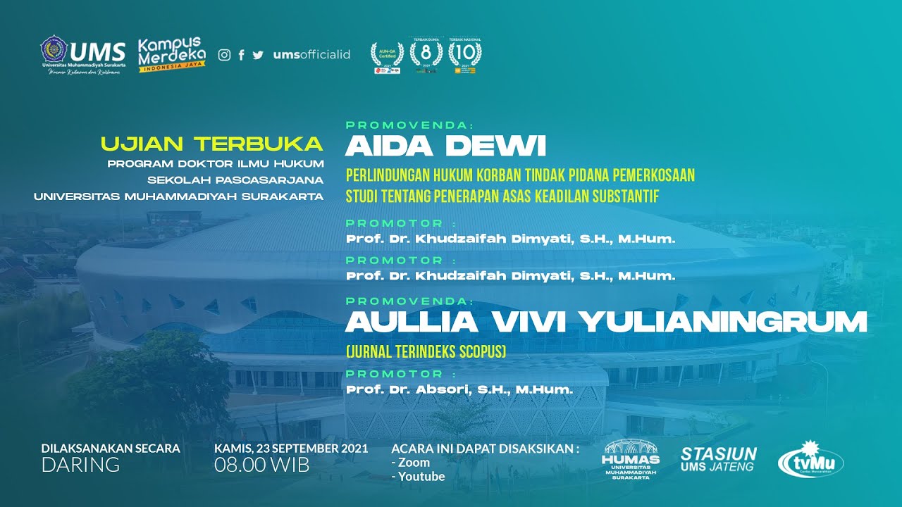 (LIVE) AIDA DEWI - PERLINDUNGAN HUKUM KORBAN TINDAK PIDANA PEMERKOSAAN ...