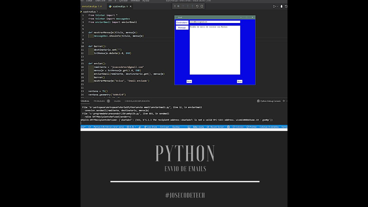 61 Envia emails con script de Python - YouTube