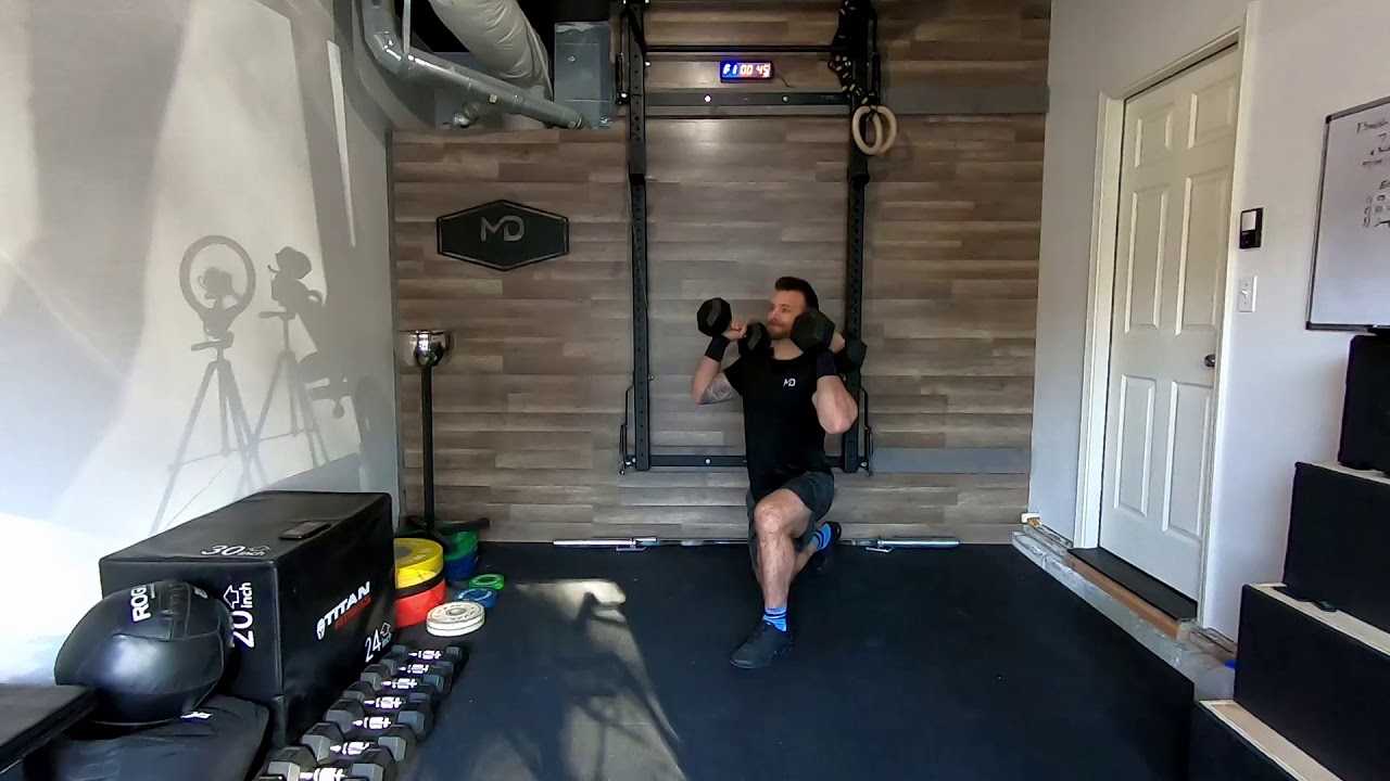 Dumbbell Hang Clean to Front Rack Reverse Lunge - YouTube