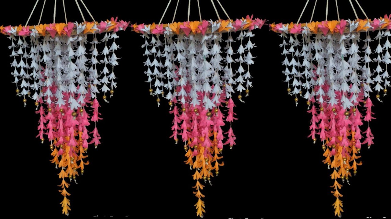 কাগজের ফুল বানানো || Beautiful Crafts Paper Flower Wall Hanging ...