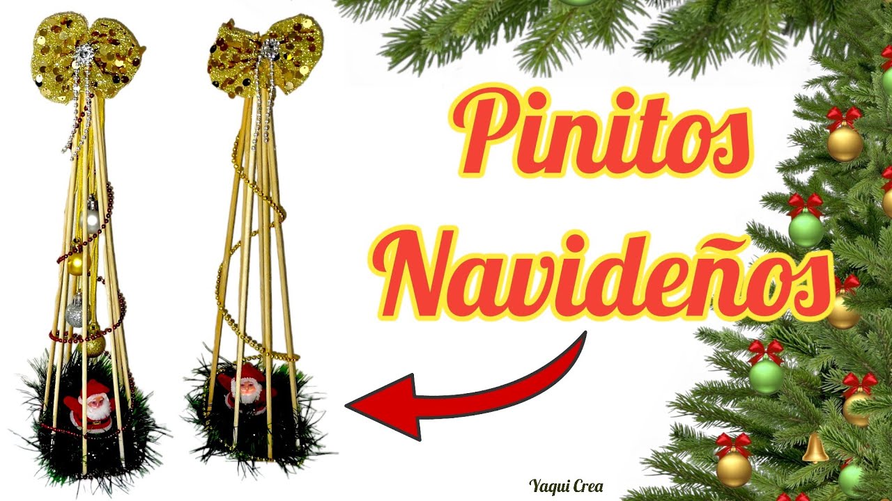 Hice unos Pinitos Navideños con Palitos muy fáciles y súper económicos ...
