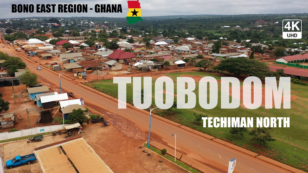 Tuobodom Aerial View in Techiman North Bono East Region of Ghana 4K ...