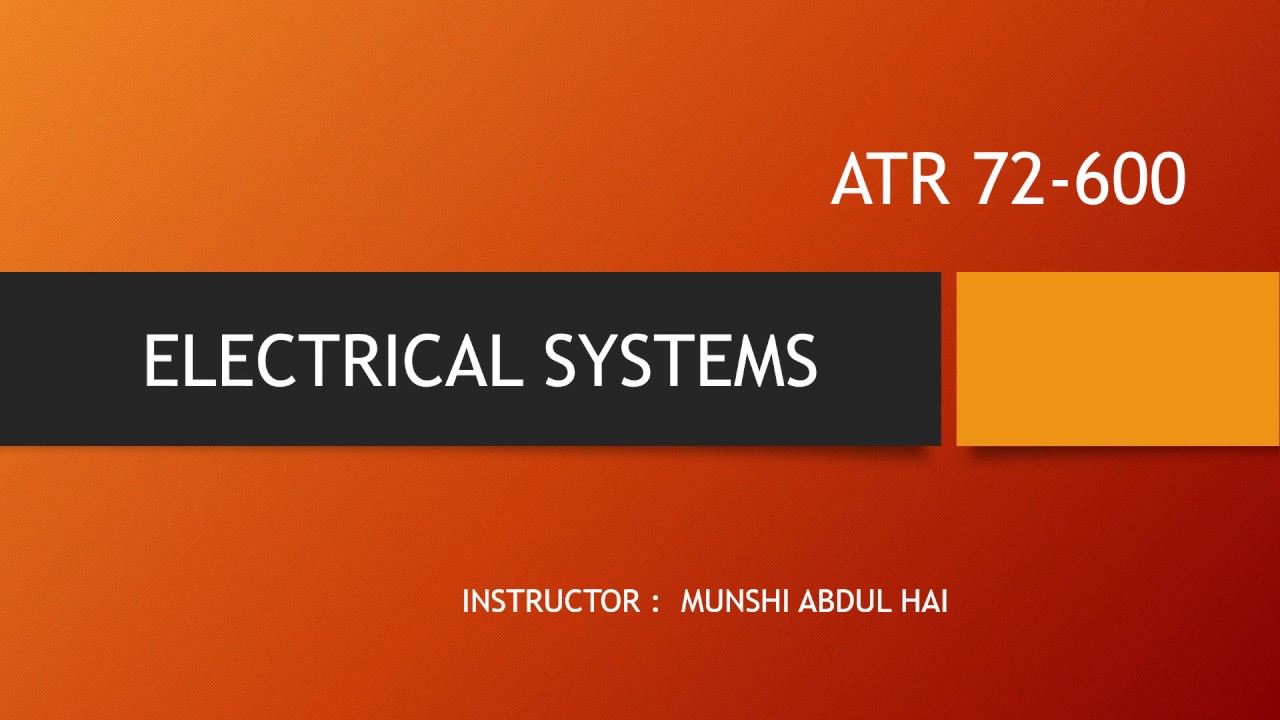 ATR 72-600 Electrical Systems Part - I - YouTube