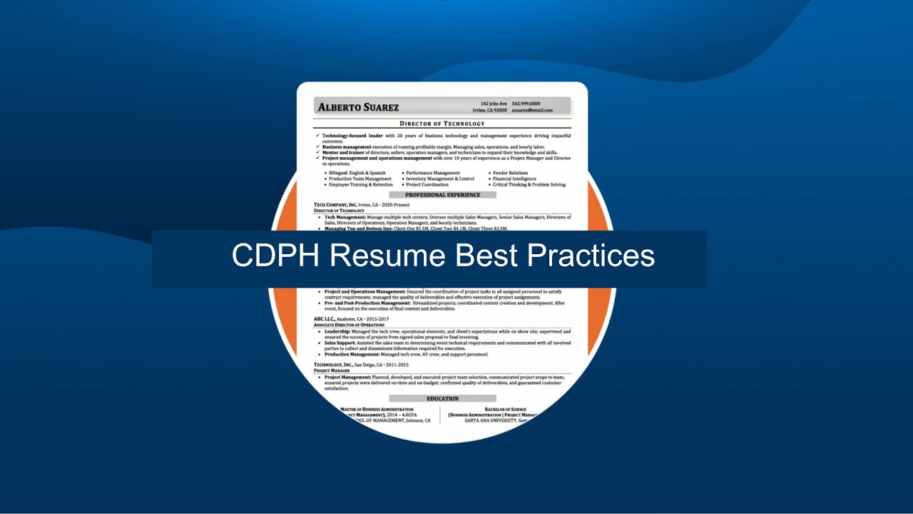 CDPH - Resume Best Practices - YouTube