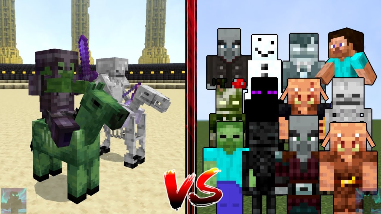 Zombie Knight + Skeleton Knight vs every mob, all mobs, Herobrine ...