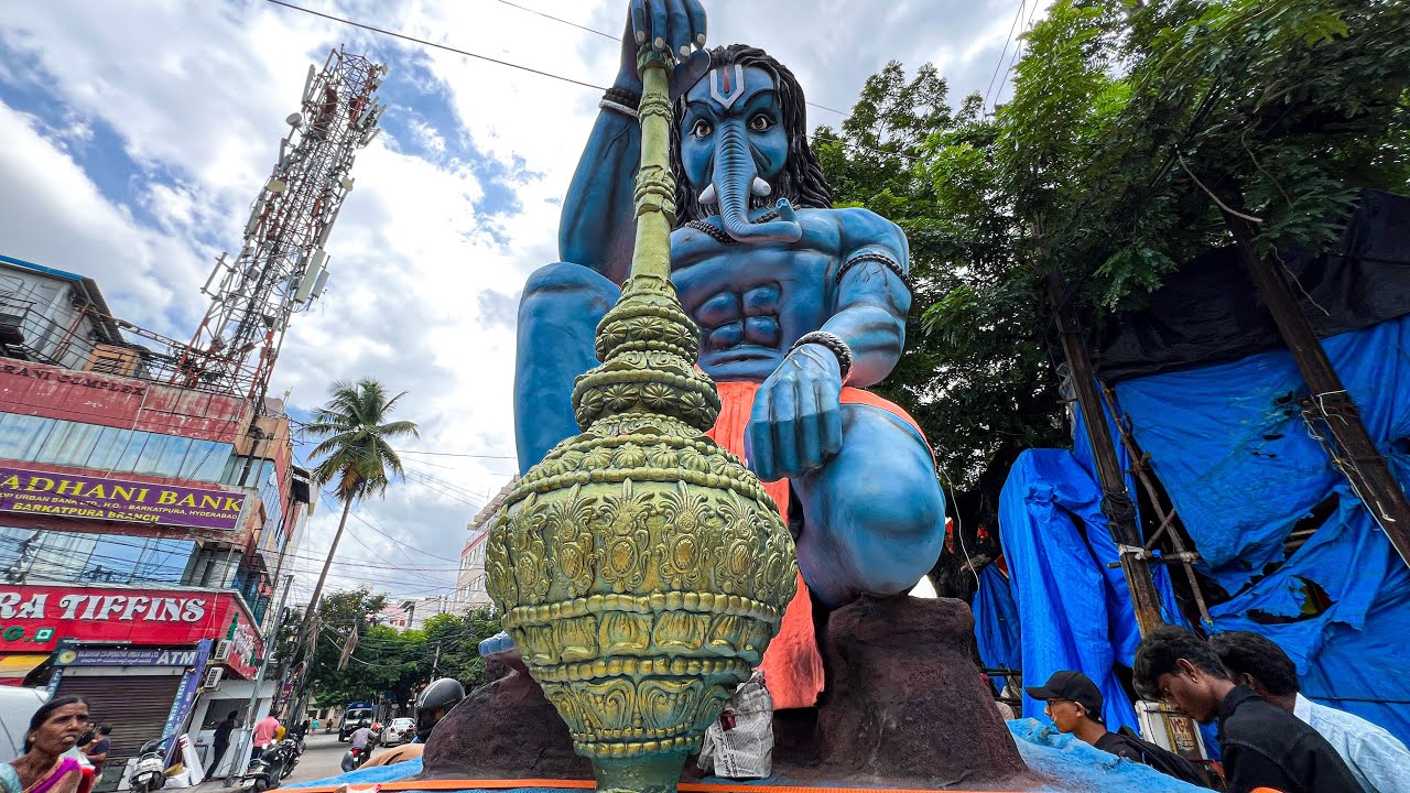 Ganesh Aagman 2024 | Hanuman Ganesh Aagman | Hyderabad Ganesh Idol ...